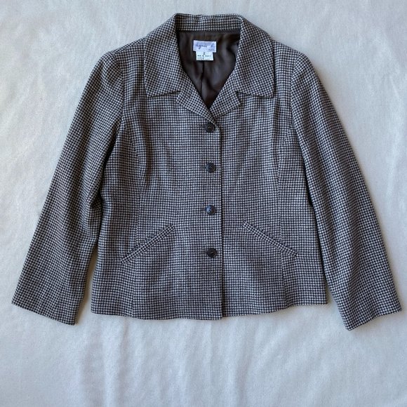 Agnes B. | Jackets & Coats | Agnes B Brown And Tan Hounds Tooth Preppy ...